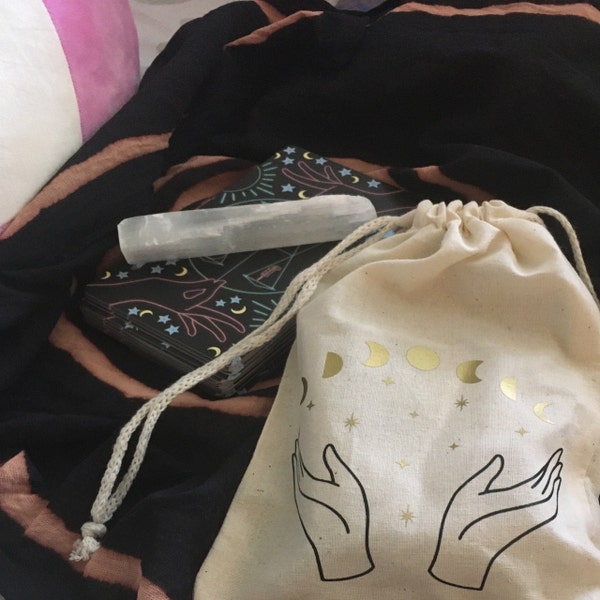 Moon Witch Drawstring Pouch Bag for Tarot Cards, Crystals, Witchy ...