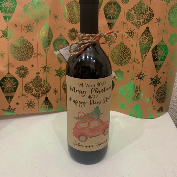 Personalized Christmas Wine Label-holiday Wine-christmas Wine Hostess ...