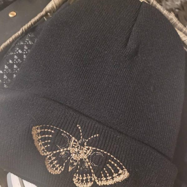 Black Moth Beanie - Etsy