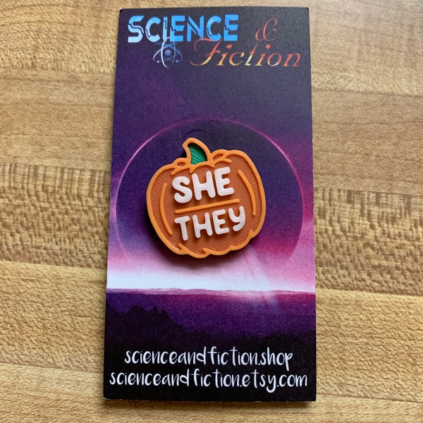 Pumpkin Pronouns Pins *GLOW in the DARK* She/her, He/him, They/them ...