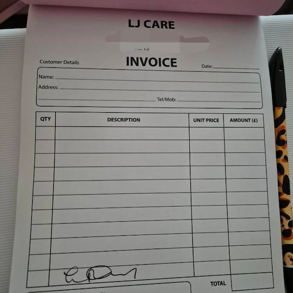 Personalised A5 Duplicate Invoice Book / Bill Book / NCR Pad / Receipt ...