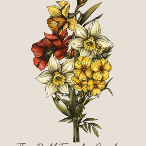 Birth Flower Family Bouquet, Birth Month Flower Art Custom, Hand Drawn ...