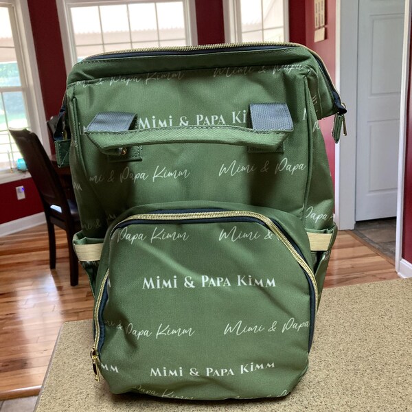 Animal Initials Forest Mountains Baby Diaper Bag, Custom Monogram ...