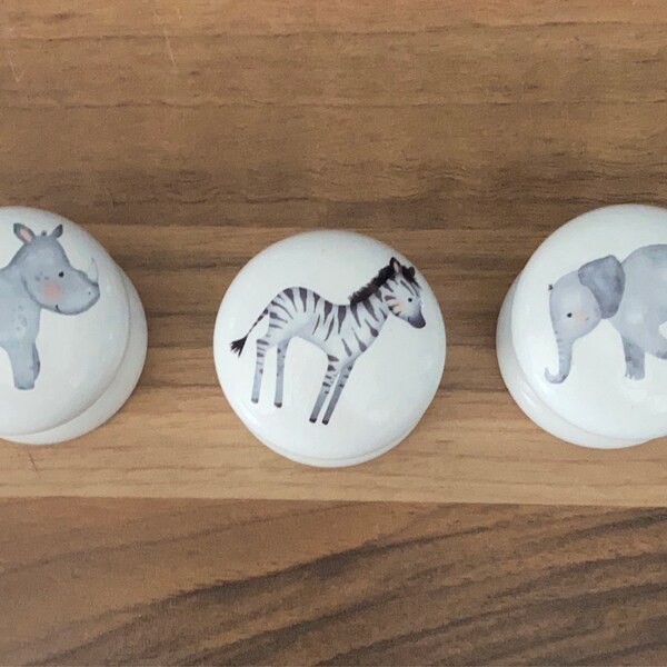Jungle Animals Drawer Knobs, Drawer Knobs, Furniture Knobs, Children's ...