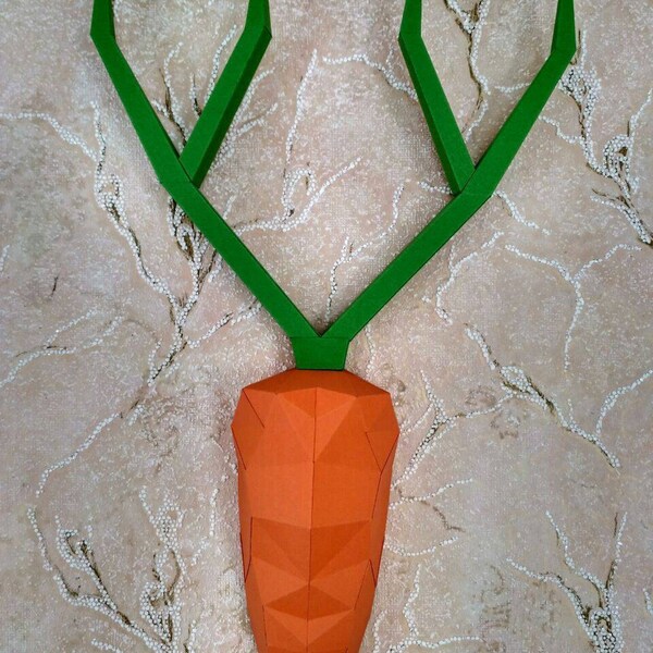 Papercraft Carrot Vegatable 3D Low Poly Paper Sculpture DIY Gift Wall ...