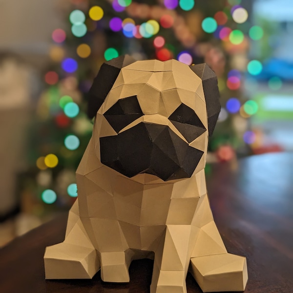 Pug Paper Model ,papercraft , DIY , Low Poly , PDF Papercraft , Pug ...