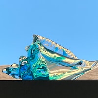 Blue Transparent Conch Shell Art Glass Sculptures Home Decor Ocean ...