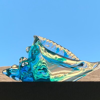Blue Transparent Conch Shell Art Glass Sculptures Home Decor Ocean ...