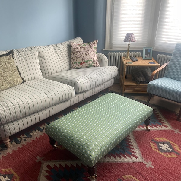 Beautiful Upholstered Large Handmade Footstool With Wooden Legs Uk ...