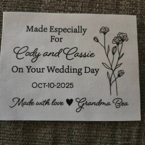 Wedding Quilt Label for Handmade Blanket | Custom Printed Patch, Cotton ...