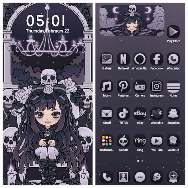 Gothic Woman App Icon Set: Kawaii Phone Theme and Widgets(ios/android ...