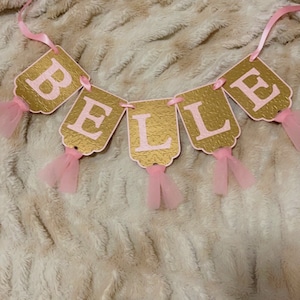 Girl's Name Banner With Crowns Girls Pink and Gold - Etsy
