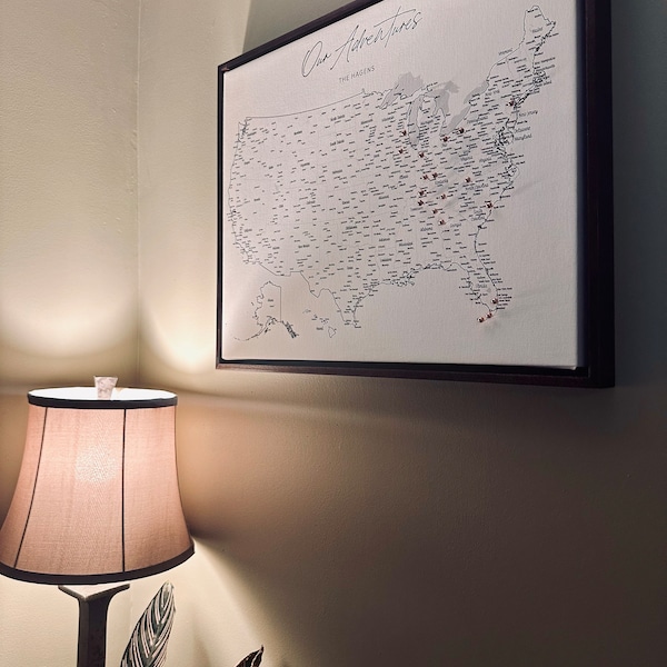 Push Pin Mini USA Travel Map - Cities & States Labeled - Personalizable ...