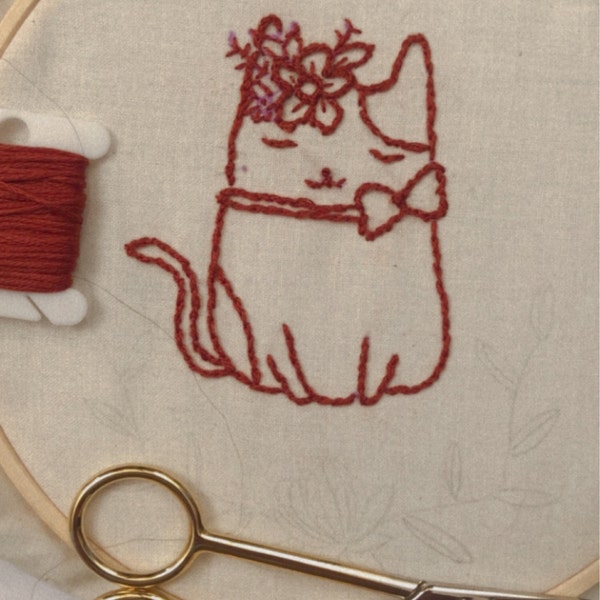 Set of 6 Cat Embroidery Pattern, Beginner Embroidery Pattern, Funny Cat ...
