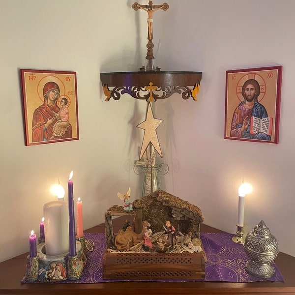 Wooden Corner Altar Corner Shelf Display Altar Christian Catholic ...