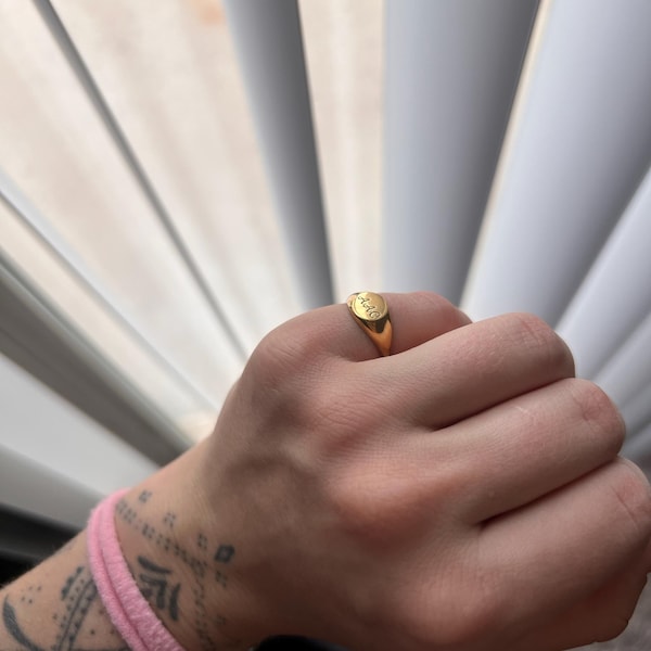 Family Crest Signet Ring, Pinky Ring, Image Engraved, Personalized Ring ...
