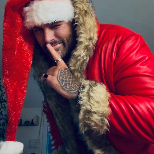 Handmade Men's Santa Claus Fur Coat - Christmas Red Leather Long Coat ...