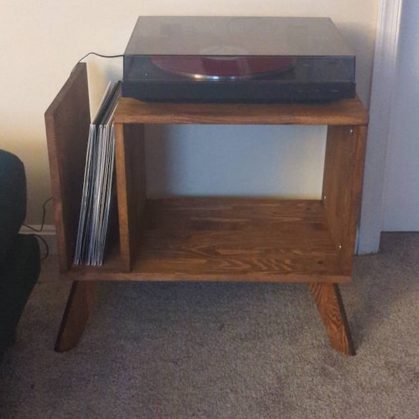 Rustic Record Player Stand, Large Record Player Table With Storage ...