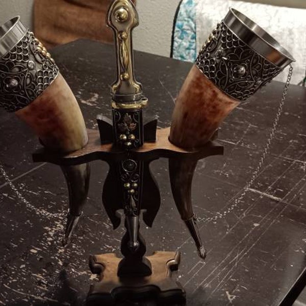 Drinking Horns With Stand for Wedding,viking Drinking Horn,groomsmen ...