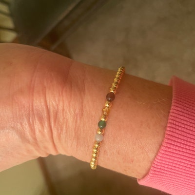 14k Gold Color Block Bracelets Stacking Bracelets Stretch Bracelet ...