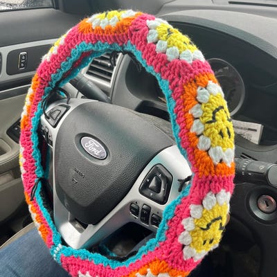 Smiley Face Steering Wheel Cover PATTERN PDF Seat Belt Covers, Daisies ...