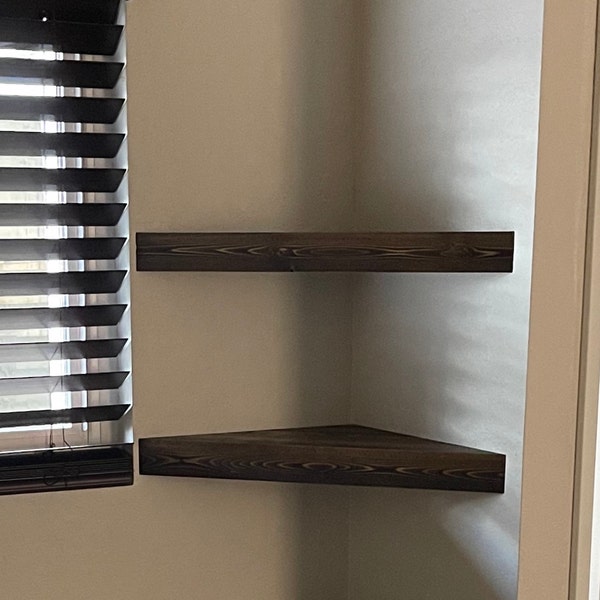 Set of 3 New and Reclaimed Wood Floating Corner Shelf Shelves Rustic ...