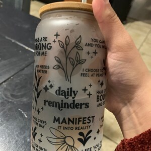 Daily Reminder Affirmations Motivational Beer Can Cup 16 Oz Boho Chic ...