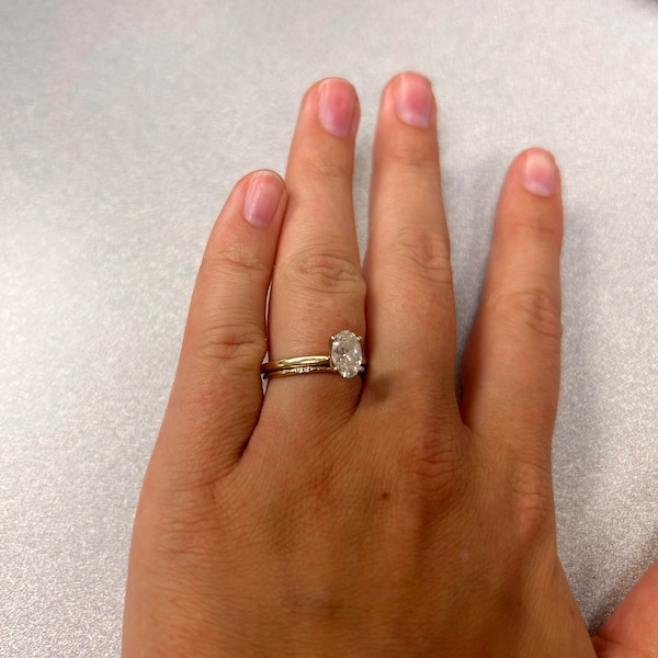Oval Diamond Engagement Ring, Solitaire Engagement Ring, Simple Wedding ...