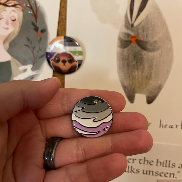 Asexual Pastel Planet Enamel Pin | Ace Pride Aroace Gift Subtle Pins ...