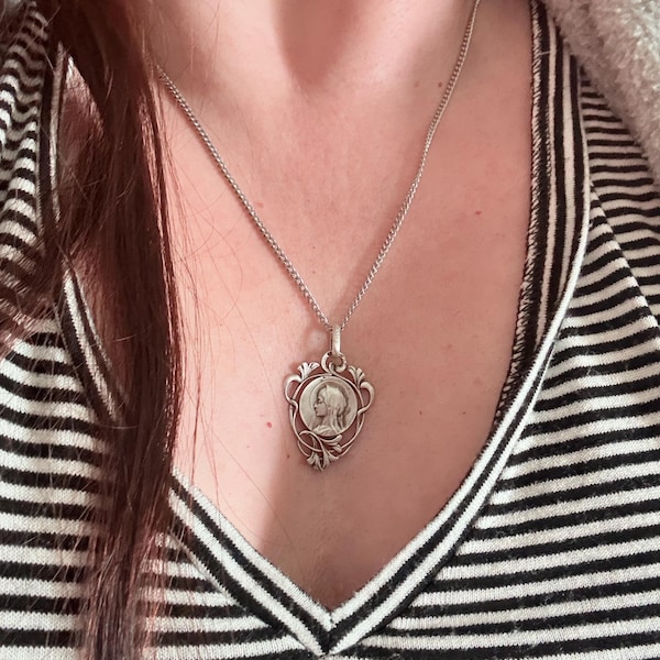 Sacred Heart of Jesus Christ Ruby and Crystal Pendant, Sterling Silver ...