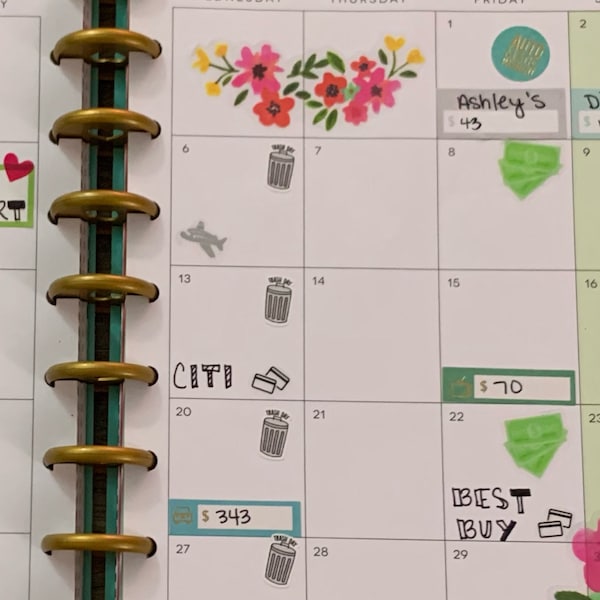 Trash Day Stickers (1/2" Each), Planner Stickers, Chore Stickers for ...