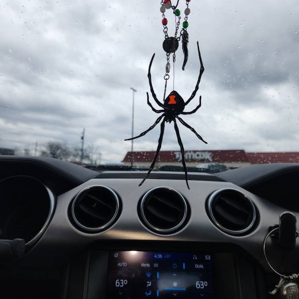 Black Widow Spider Car Charm. Cool and Stylish Car Accessory. Stained ...