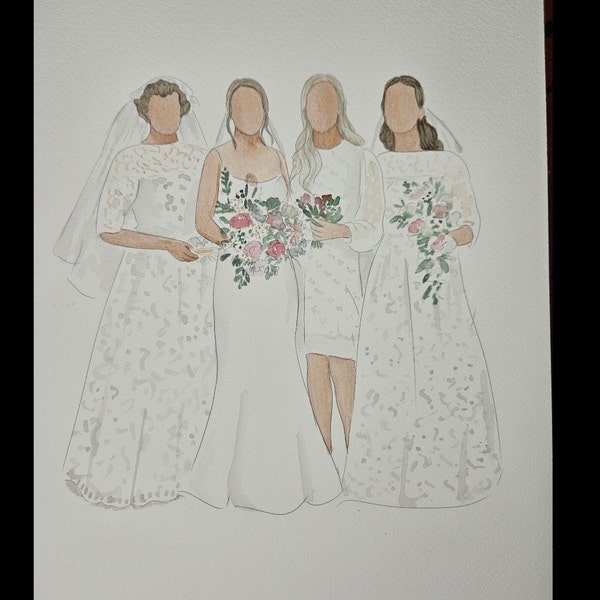 Custom Faceless Family Portrait | Hand-painted Watercolor Art ...