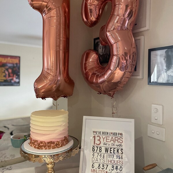 Rose Gold 13th Birthday Sign, You Have Been Loved for 13 Years Sign ...