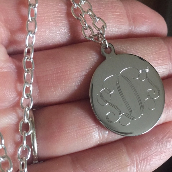 Long Monogram Necklace in Silver or Gold, Trendy Personalized Large ...