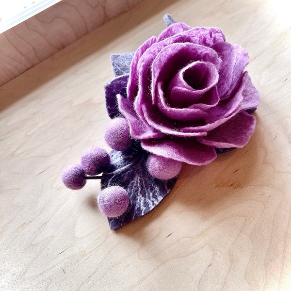 Large Womens Brooch Felted Flower Brooch Felt Jewelry Felt Gift for ...