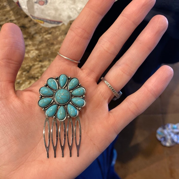 Turquoise Comb, Turquoise Hair Comb, Turquoise Hair, Turquoise Howlite ...
