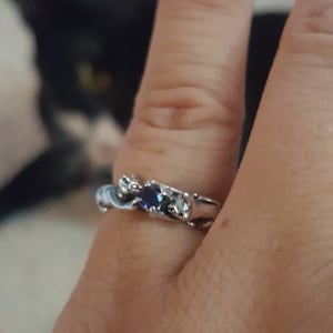 Two Cats Ring With Faceted Amethyst or Stone of Your Choice Size 3 to 8 ...