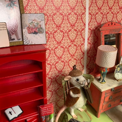 Dollhouse Miniature, Christmas Rabbit Sign, Bunny Picture, Snowing ...