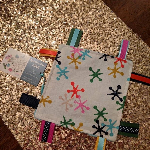 6-inch Black and White Doodles Baby Crinkle Square / Sensory Toy With ...