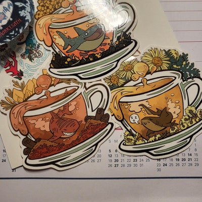 Tea Sharks Sticker Set - Etsy