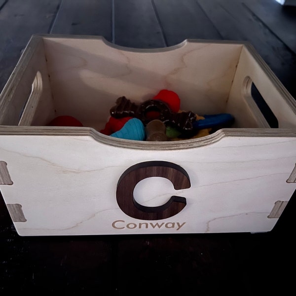 Wooden Toy Crate - Personalized Wood Box for Blocks and Toys - Handmade ...