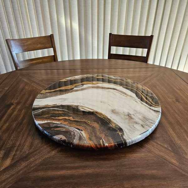 Custom Lazy Susan Turntable, Handmade With Resin on Solid Wood ...