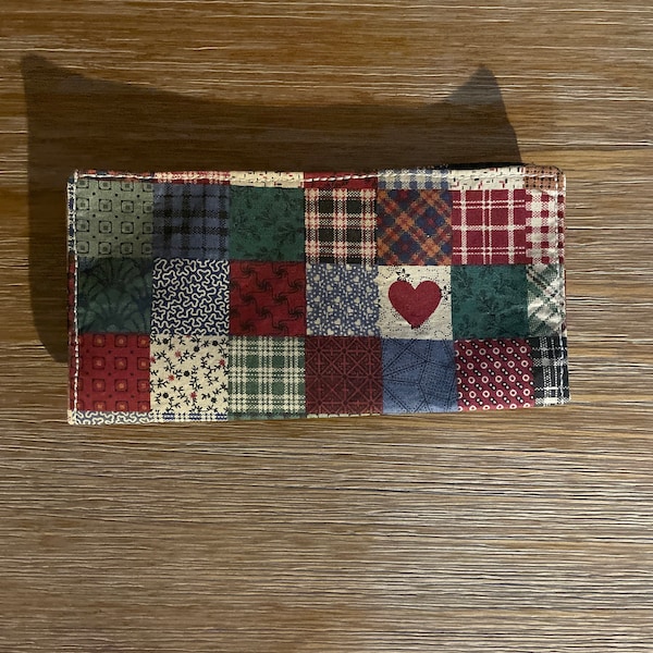 Handmade Quilted Checkbook Cover: Patchwork Fabric Wallet - Etsy