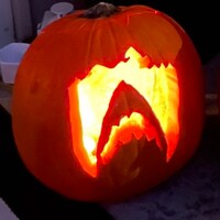 Printable Pumpkin Stencil for Carving - JAWS Shark and Swimmer ...