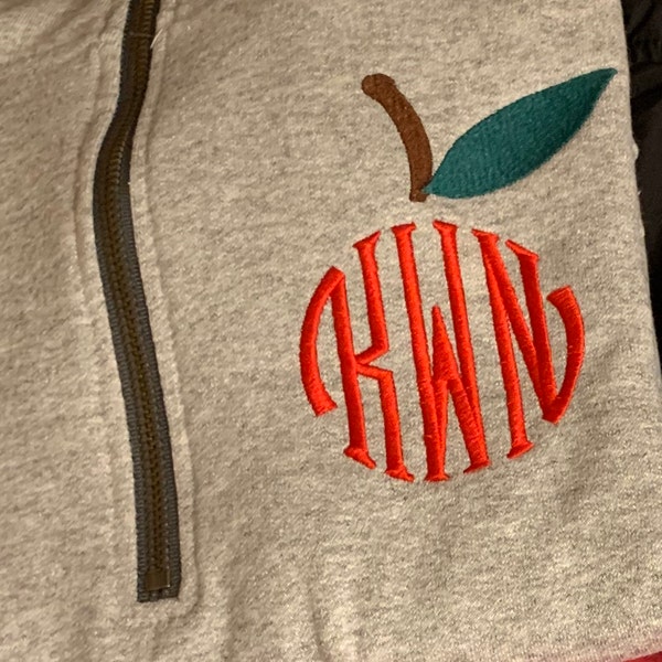 Apple Monogram Topper Embroidery File in 6 Sizes (1 - 6 Inch) in ...