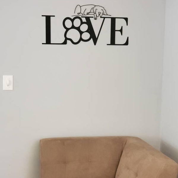 Metal Dog Love Sign, Dog Lovers Metal Wall Art, Metal Dog Home Decor ...