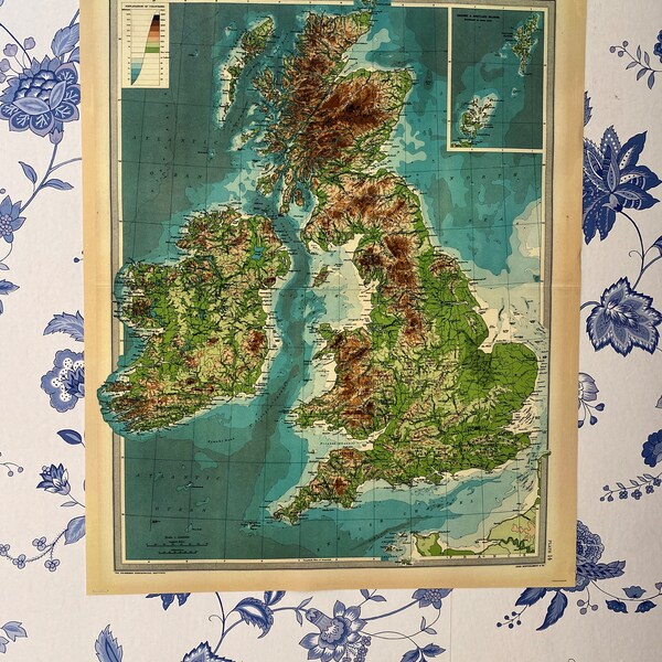British Isles Map (1922) Old United Kingdom Physical Atlas Poster - Etsy