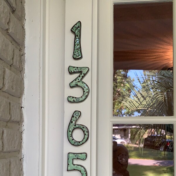 Outdoor House Numbers - SET of 4 - Organic Style - Aqua Mist Color ...