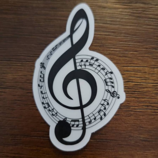Music Note Sticker, Treble Clef Sticker, Clear Vinyl Sticker, Die Cut ...